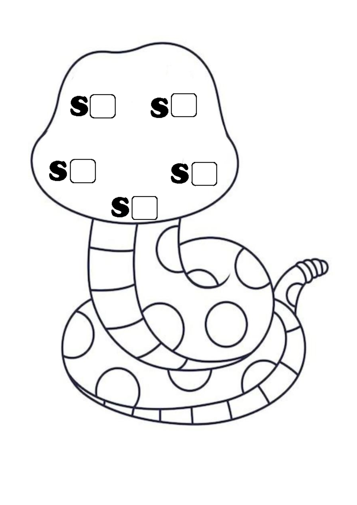 Letra s - repaso de la silaba S, con la forma de un dibujo de serpiente ...