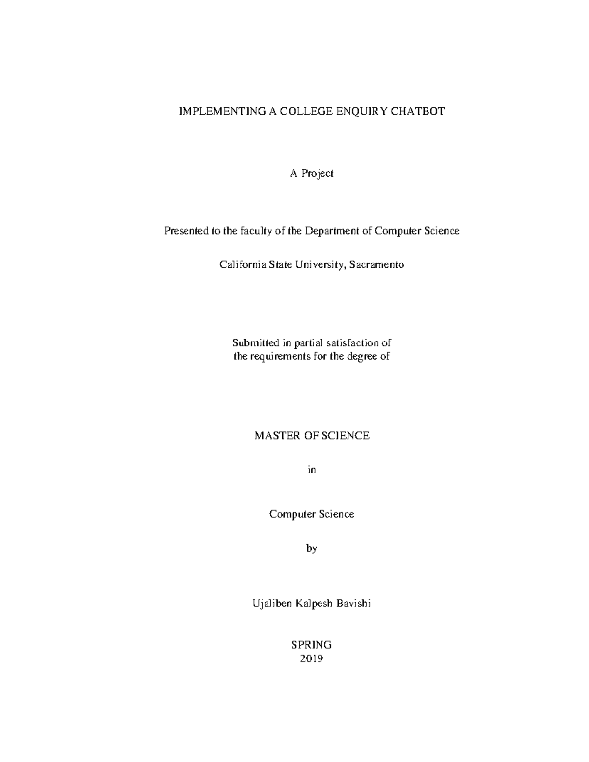 College Enquiry Chatbot Report v12 - IMPLEMENTING A COLLEGE ENQUIRY ...