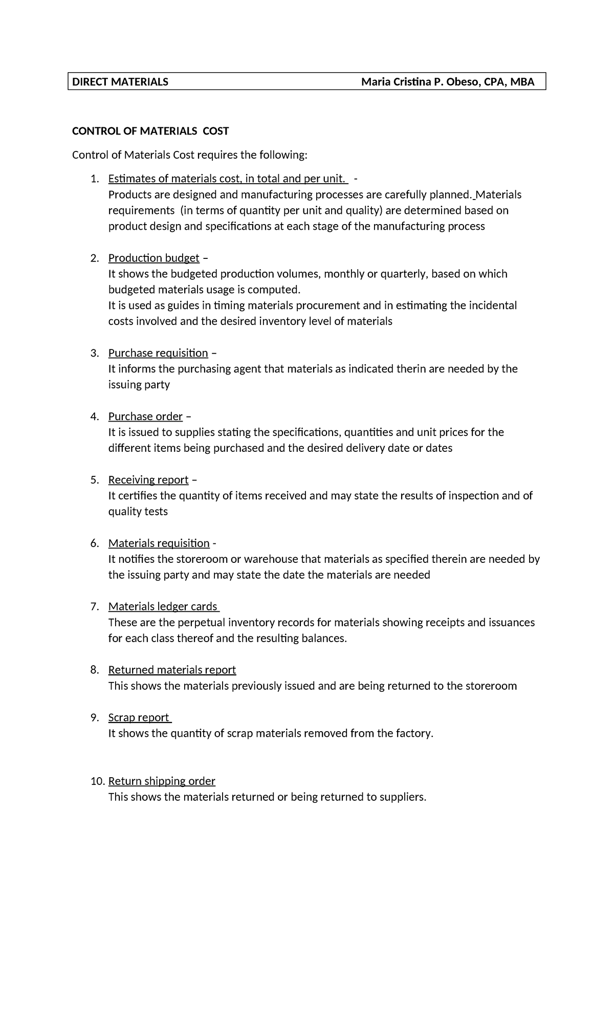 Direct- Materials - i hope this will help learners - DIRECT MATERIALS ...