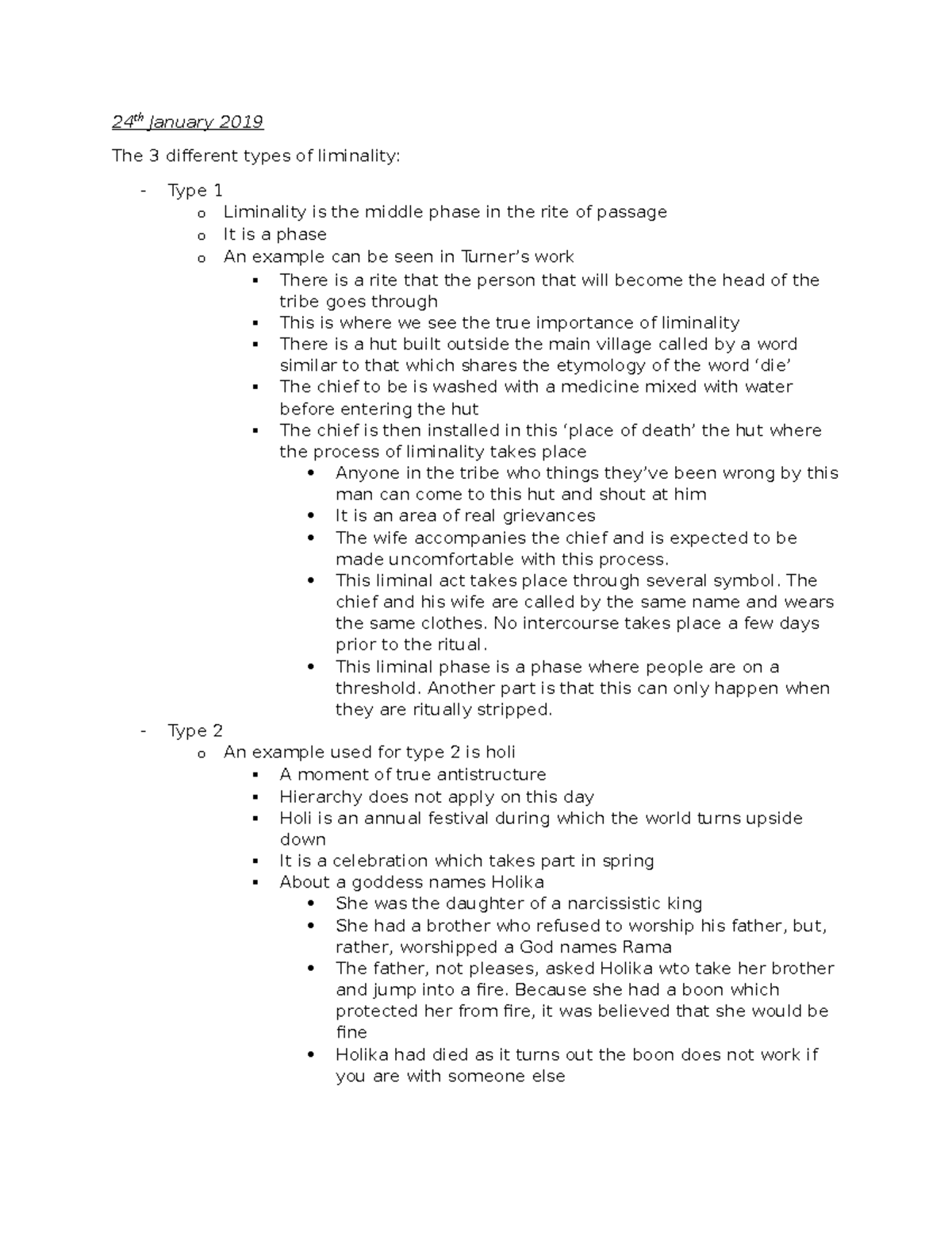 Lecture 6 - explanation of liminality - 24 th January 2019 The 3 ...