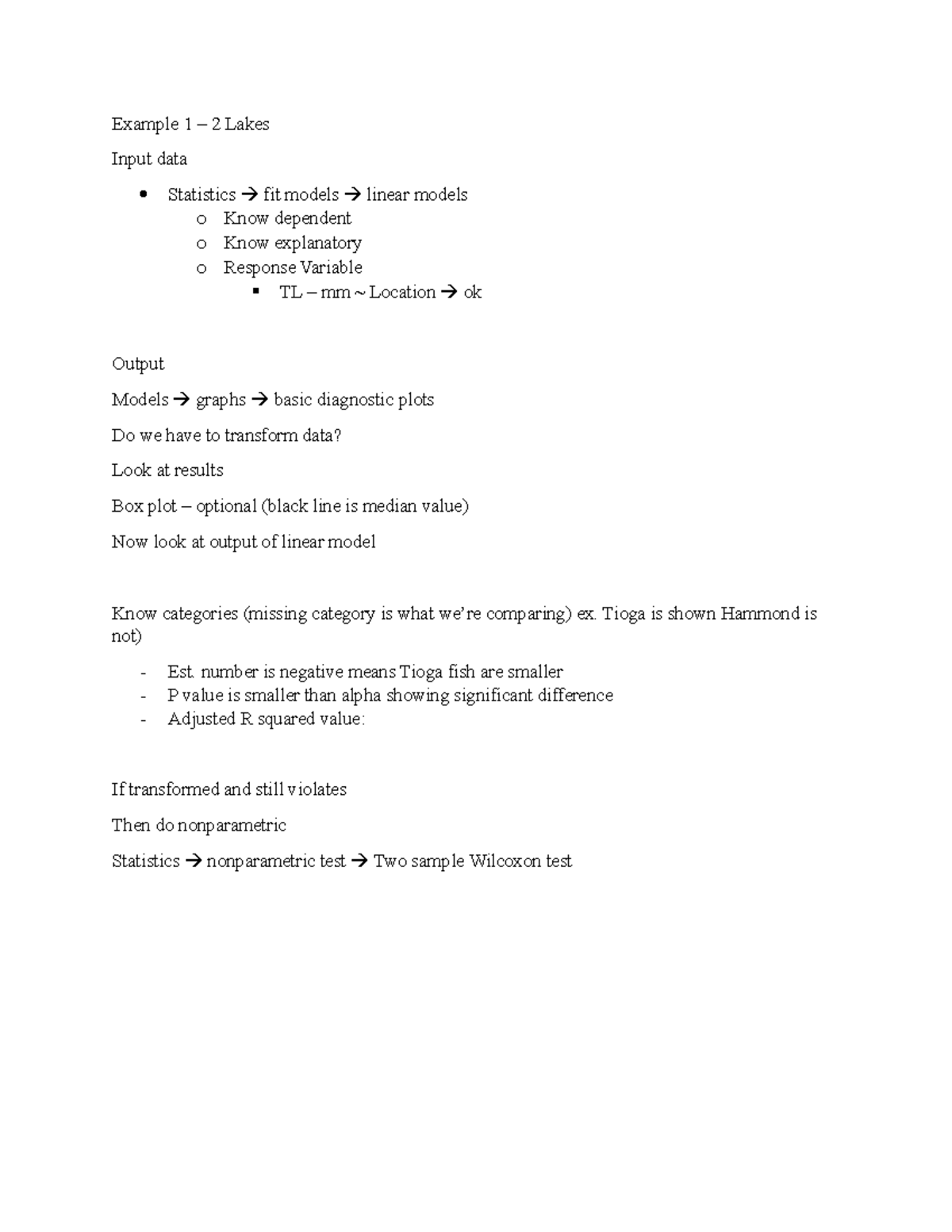 3-31-22 - Lecture Notes - Example 1 – 2 Lakes Input data Statistics fit ...