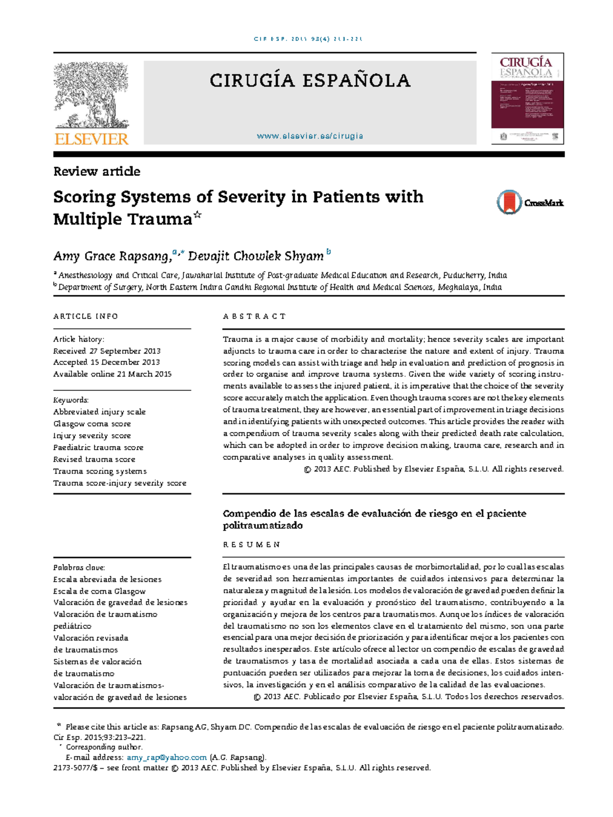 ISS - Docuemnto de apoyo - Review article Scoring Systems of Severity ...