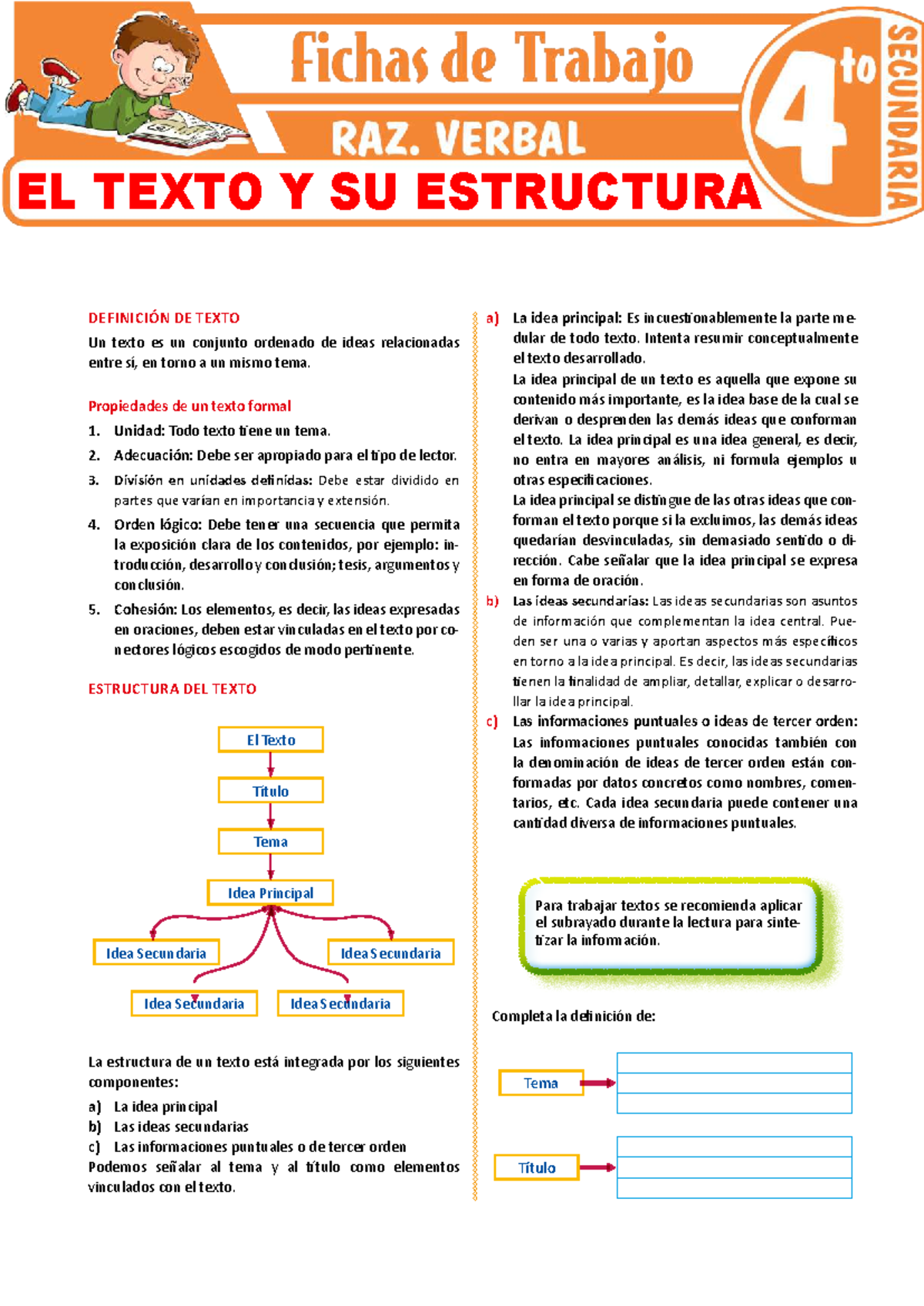 El texto y su estructura - DEFINICIÓN DE TEXTO Un texto es un conjunto ...