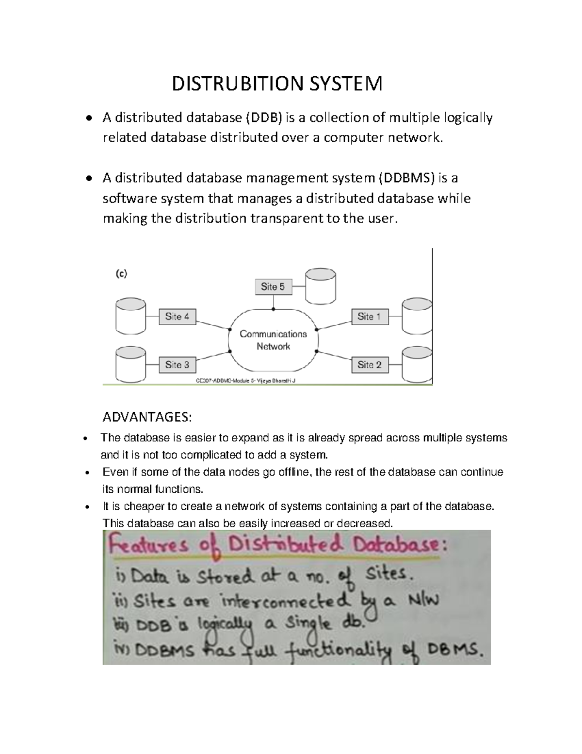 Distrubition System - DISTRUBITION SYSTEM • A distributed database (DDB) is a collection of ...