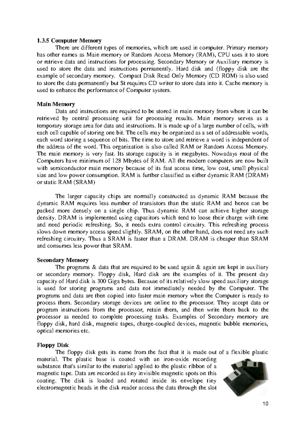 Basic Computer Course Part-3 - 1.3 Computer Memory There are different ...