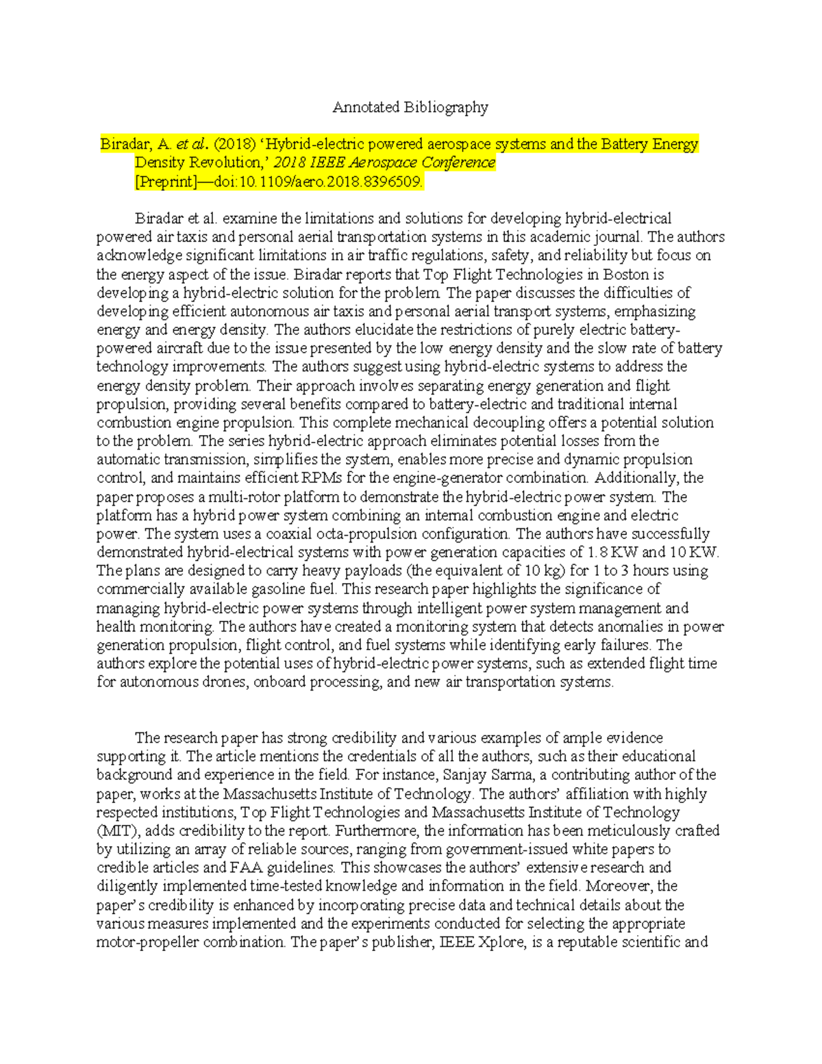 Annotated Bibliography copy - Annotated Bibliography Biradar, A. et al ...