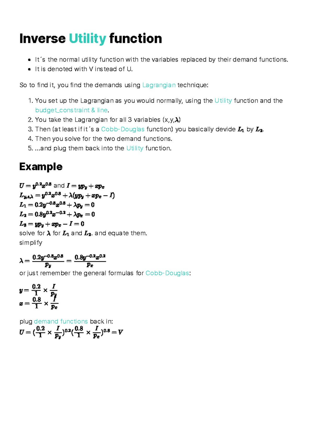 Inverse utility function - It is denoted with V instead of U. So to ...