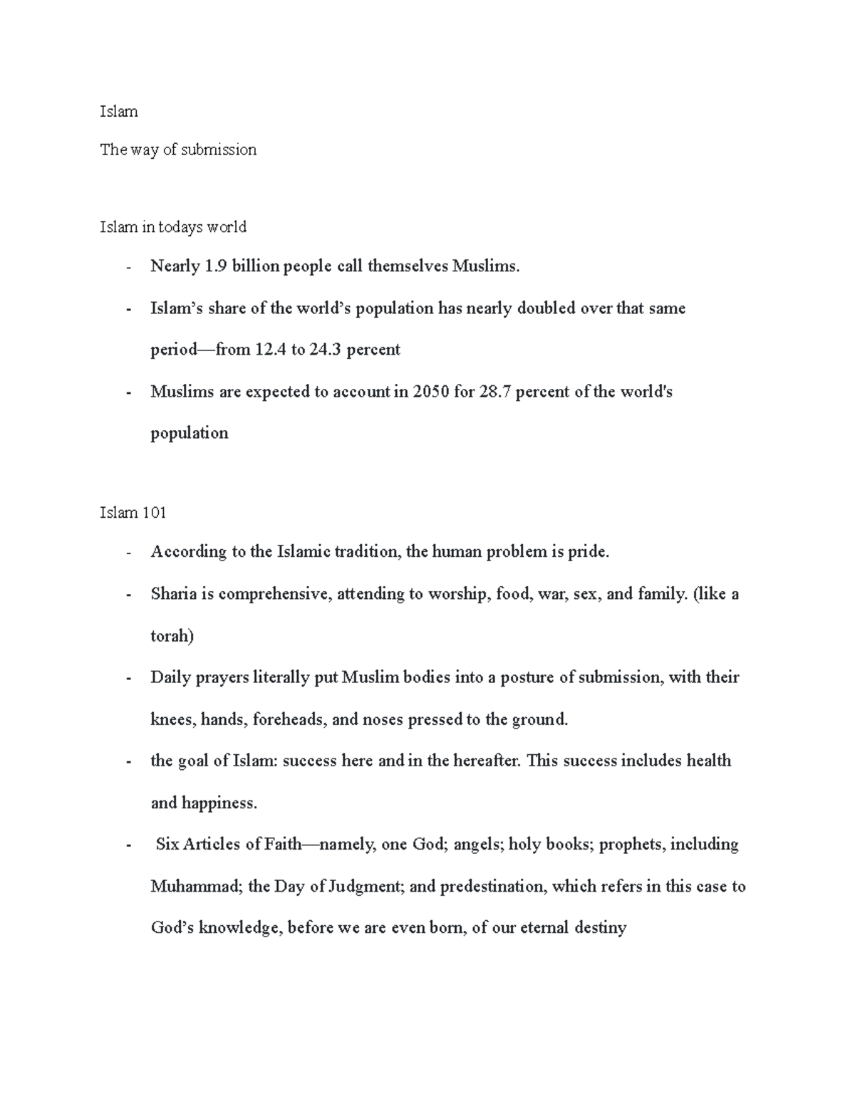 Islam notes - Islam The way of submission Islam in todays world ...