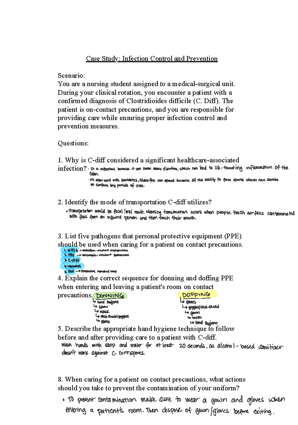 Infection Case Study - case - Case Study: Infection Control and ...