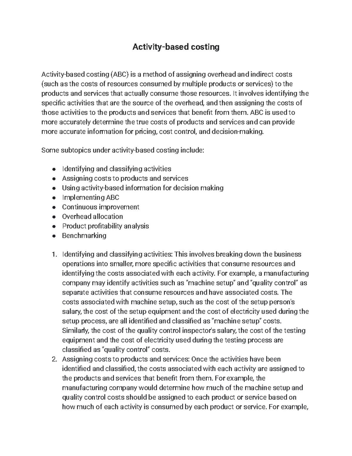Activity-based costing p4 - Activity-based costing Activity-based ...