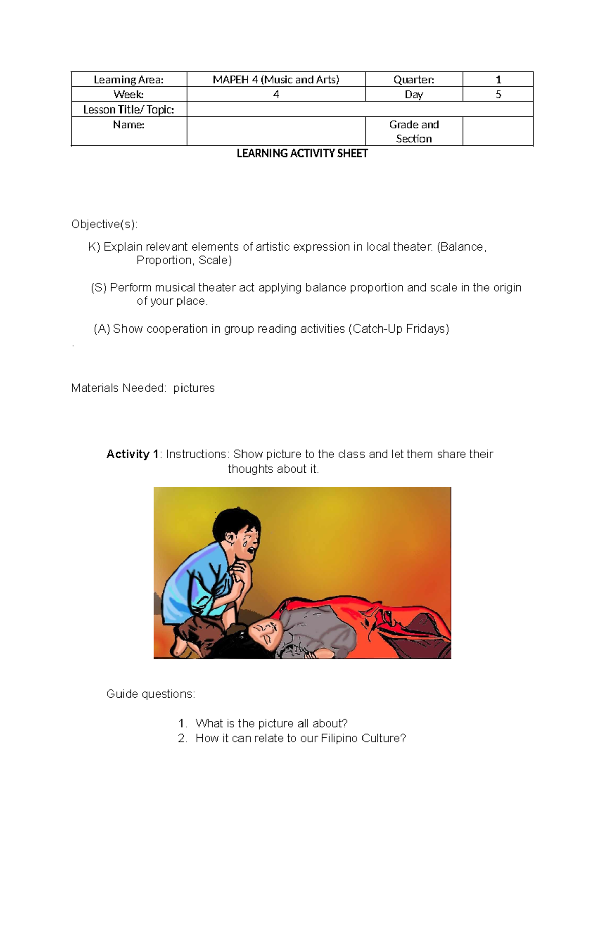 Activity Sheet Grade 4 Music and Arts Q1 Week 4 Day 5 Macadangdang (Final) - Learning Area ...