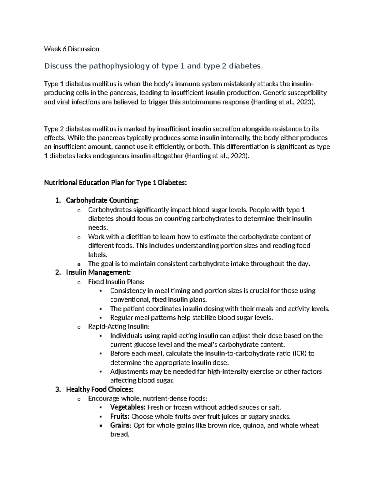 Week 6 Discussion - Dicussion/Diabetes - Week 6 Discussion Discuss the ...