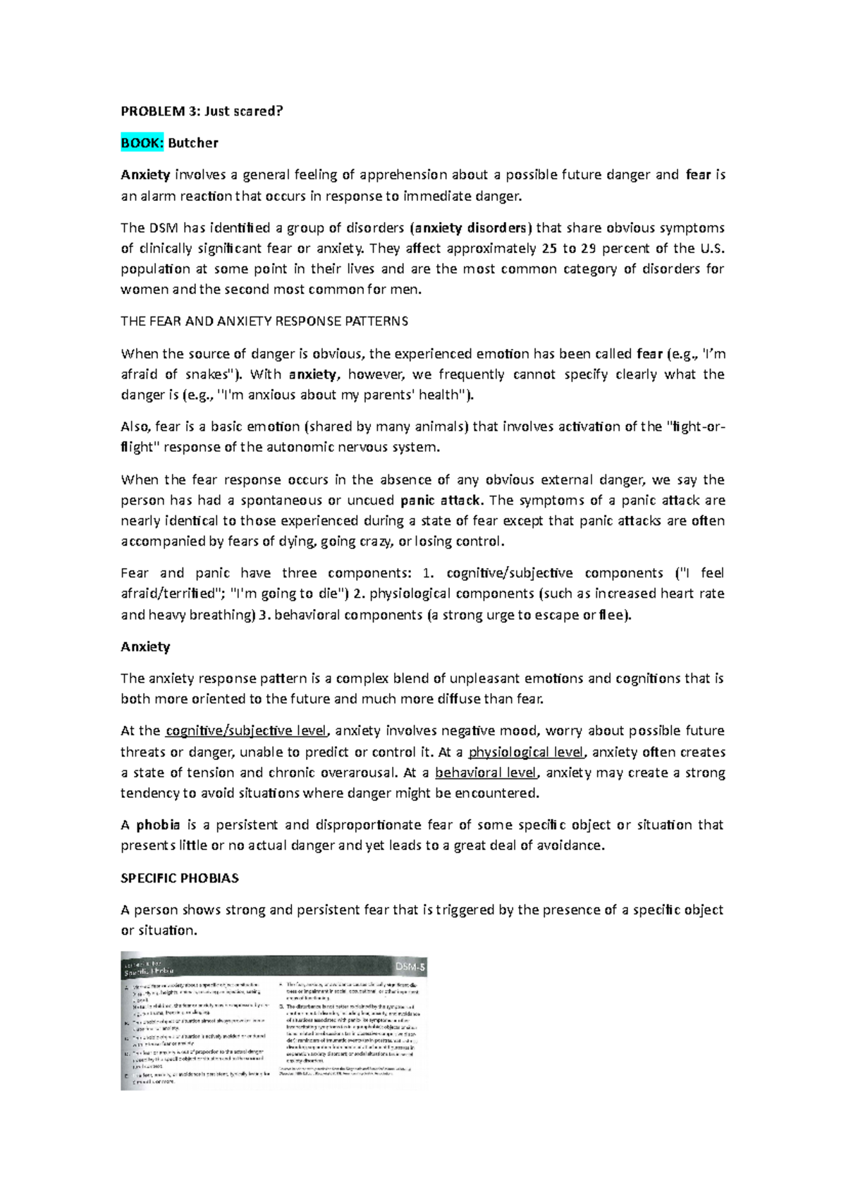 Problem 3 Just scared - PROBLEM 3: Just scared? BOOK: Butcher Anxiety ...