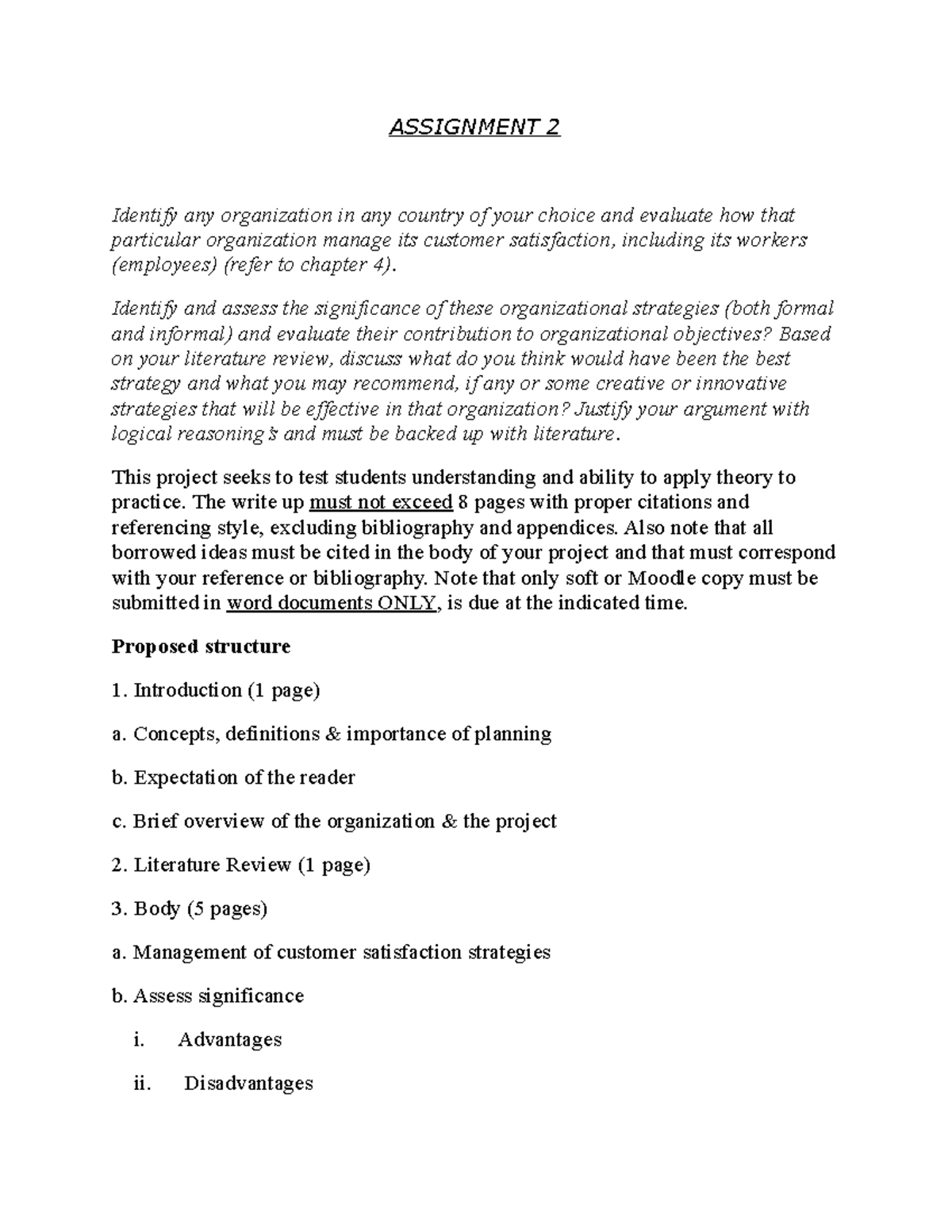 Assignment 2 - work sample - ASSIGNMENT 2 Identify any organization in ...