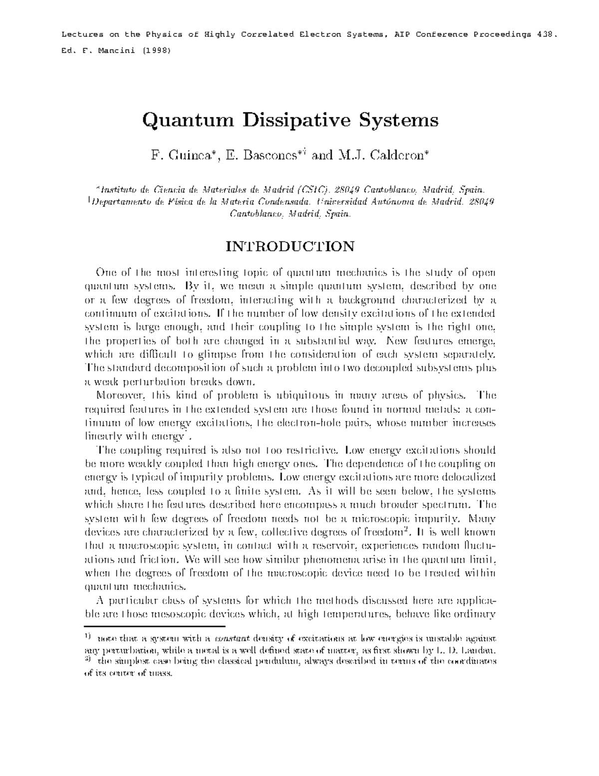 Dissipative QS - dfgt - Quantum Dissipative Systems ####### FGuineaEBasconesyandMJCalderon - Studocu