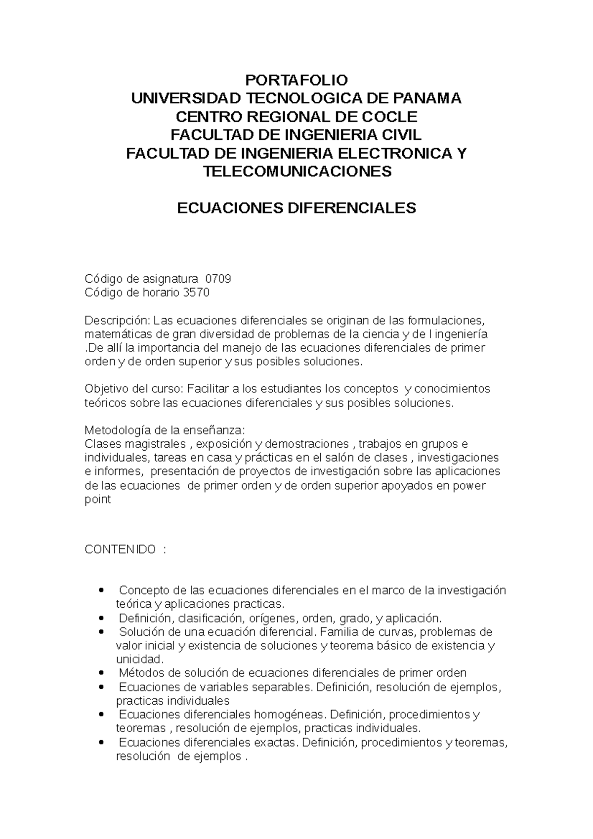 Portafolio DE Ecuaciones Diferenciales - PORTAFOLIO UNIVERSIDAD ...