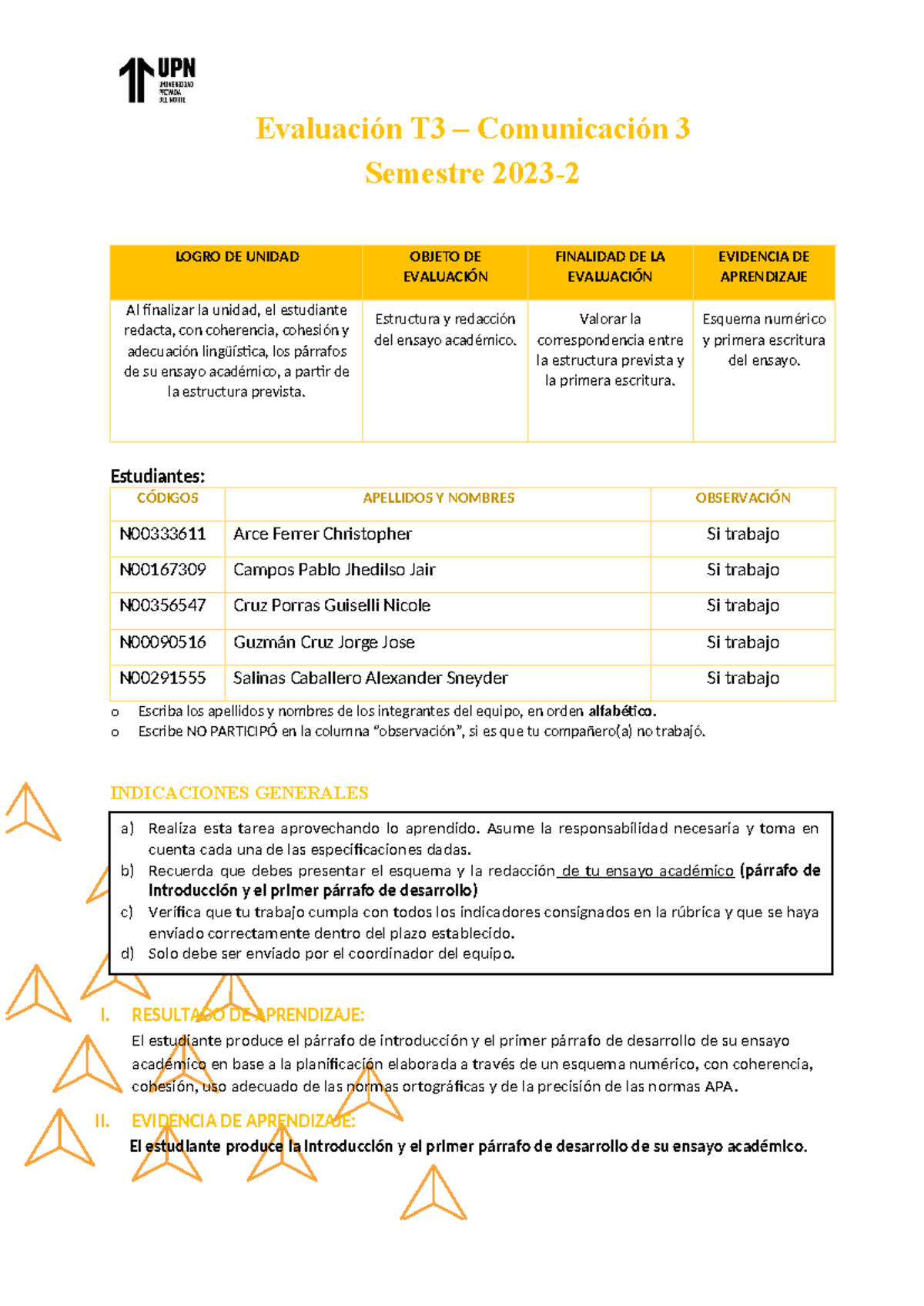 COMUNICACION 3 T3 - Evaluación T3 – Comunicación 3 Semestre 2023- LOGRO DE UNIDAD OBJETO DE ...