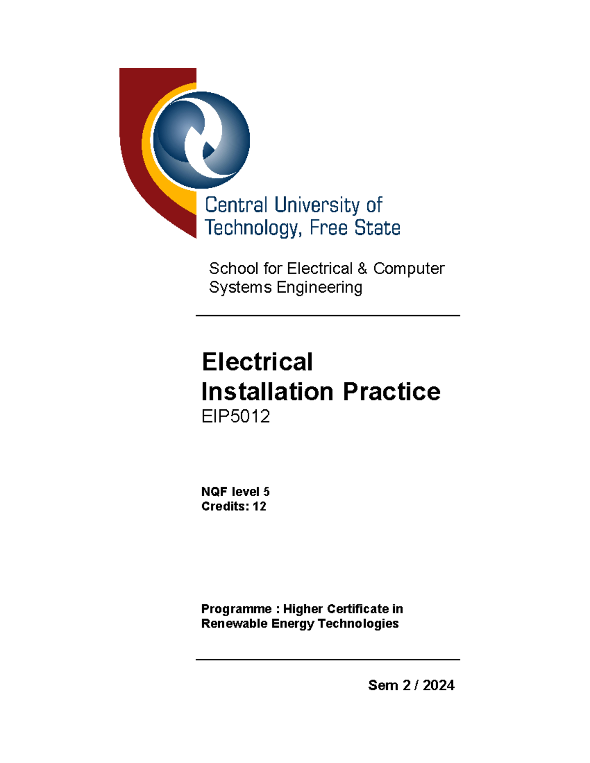 EIP Study Guide EIP5012 2024 - School for Electrical & Computer Systems ...