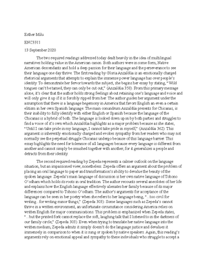 Critical Reading Response 1 ENC3311 - Esther Milu ENC 30 August 2020 ...
