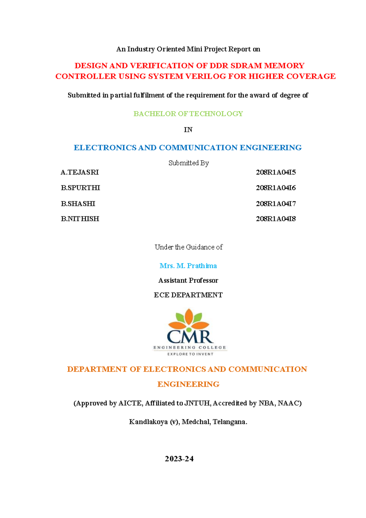 Final documentation of batch D2 - An Industry Oriented Mini Project ...