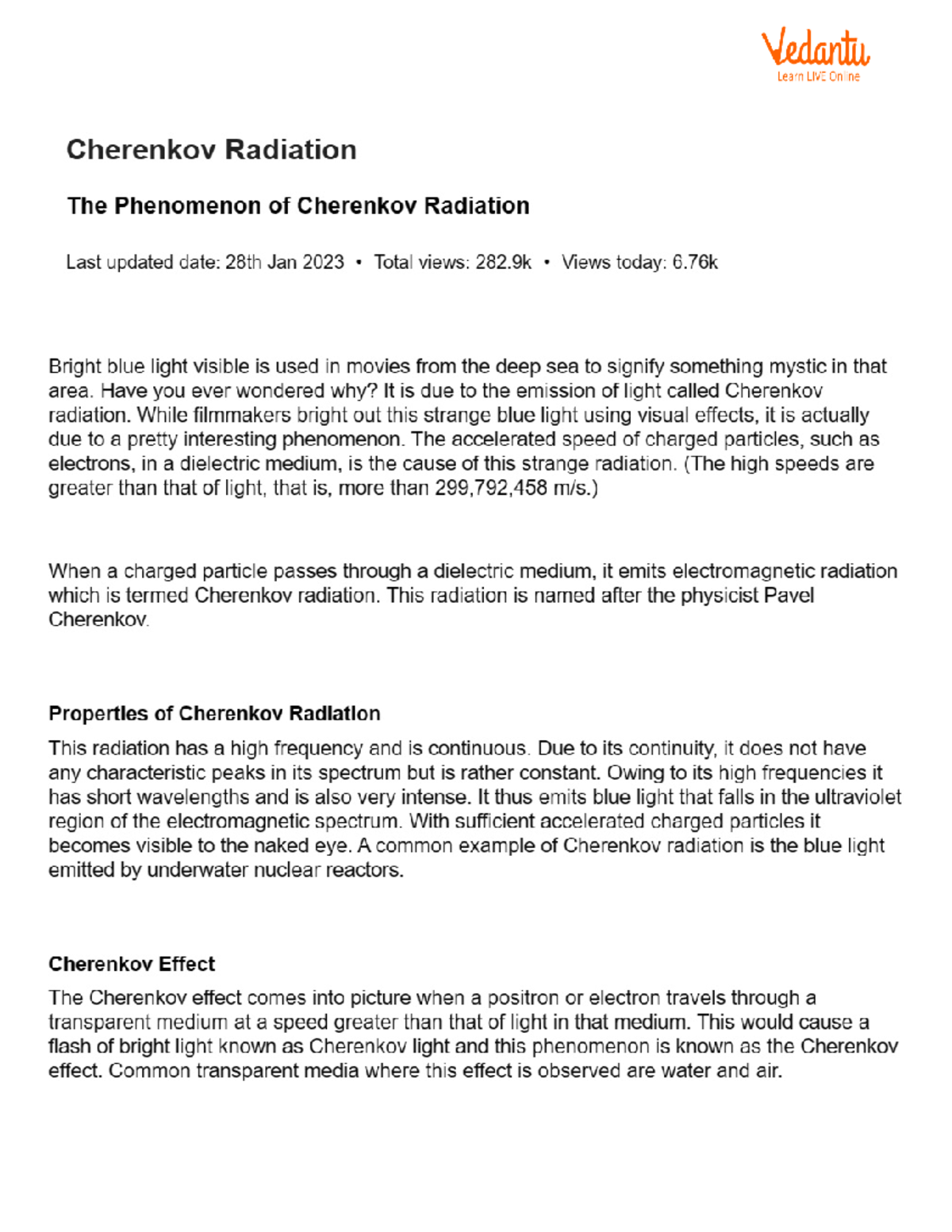 Cherenkov Radiation - B.tech CSE - Studocu