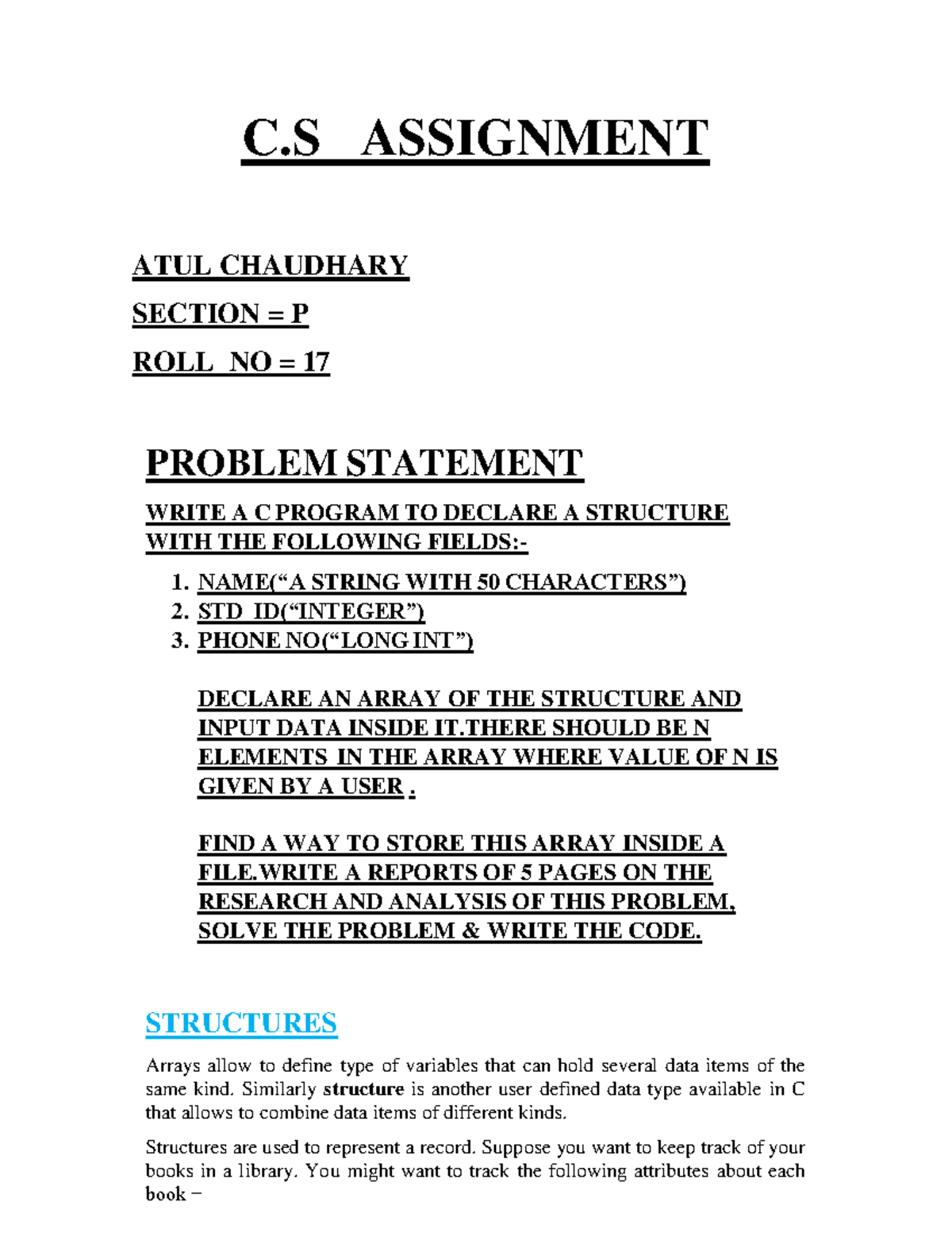 Atul Chauhary Assignment C Assignment Atul Chaudhary Section P Roll 4798