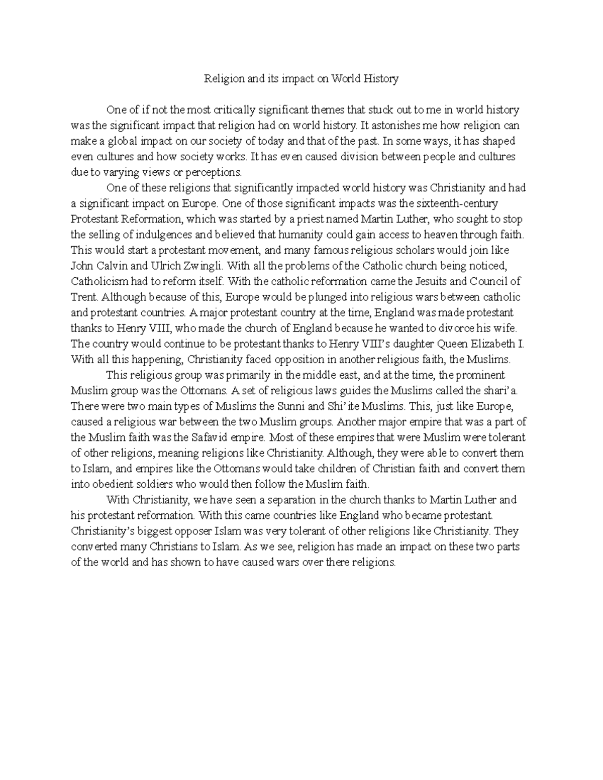 Religion and its impact on World History - It astonishes me how ...