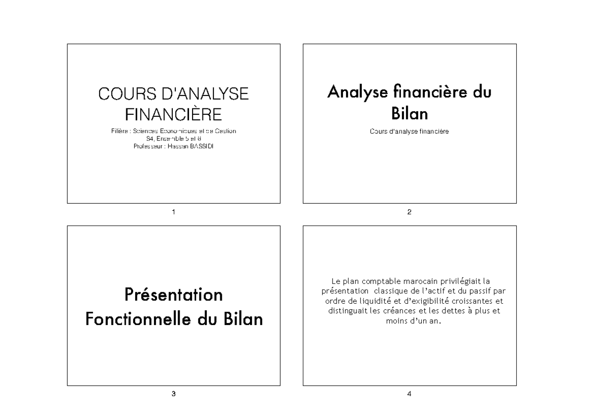 Présentation Analyse financière du bilan - COURS Analyse du Bilan : Sciences Economiques et de ...