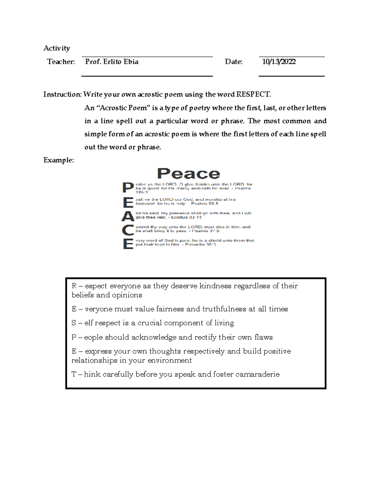 Assignment on Ethical Dilemma: Culture, Ethics, and Respect - Activity ...