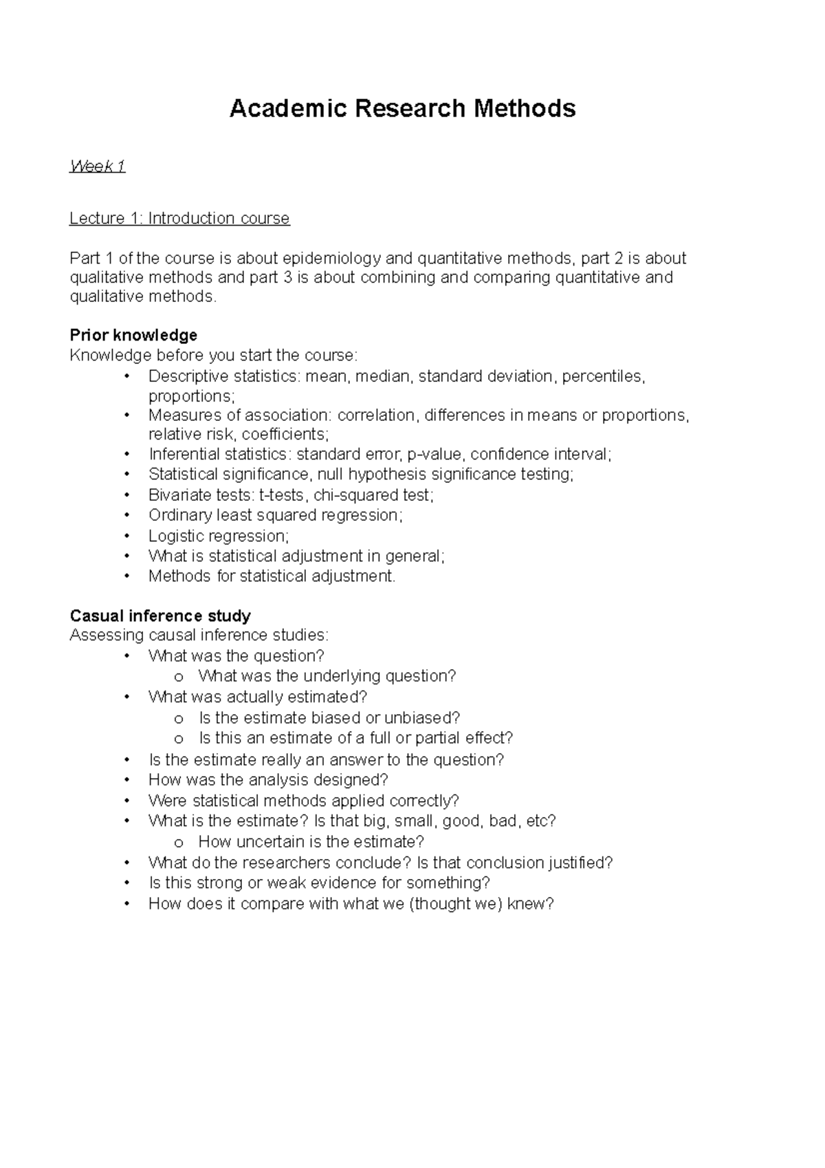 ARM week 1 alles - knowledge clip, lecture, work group - Academic ...