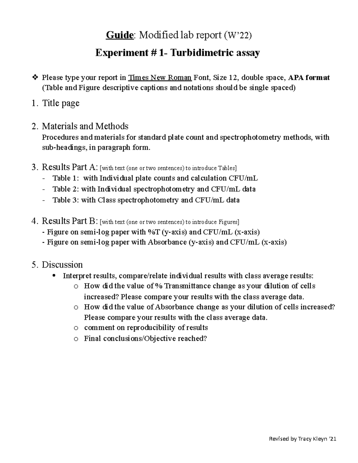 Trubidimetric Assay Guide for Modified Lab Report (1) - Guide: Modified ...