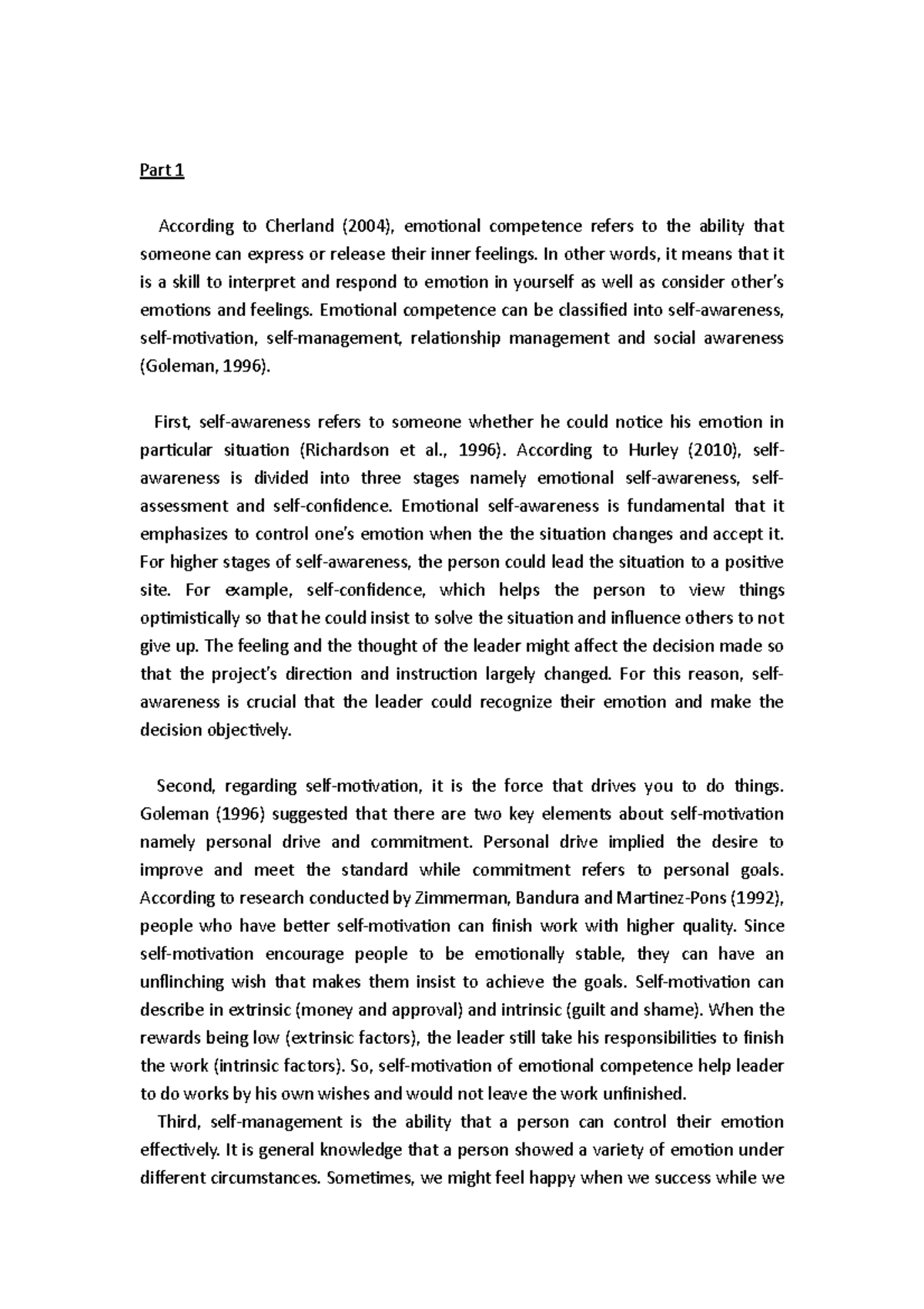 Term Paper For APSS1101 - Part 1 According to Cherland (2004 ...