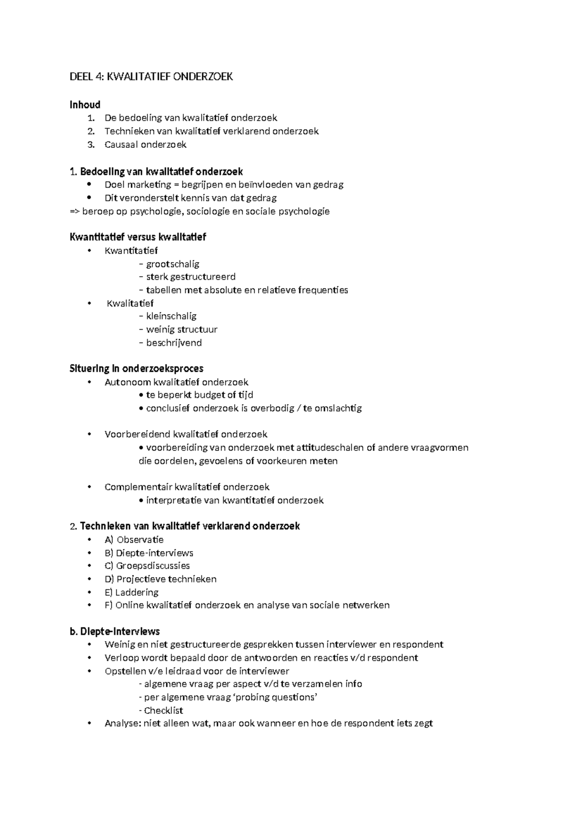 Deel 4 - Samenvatting Onderzoeksmethoden - DEEL 4: KWALITATIEF ...