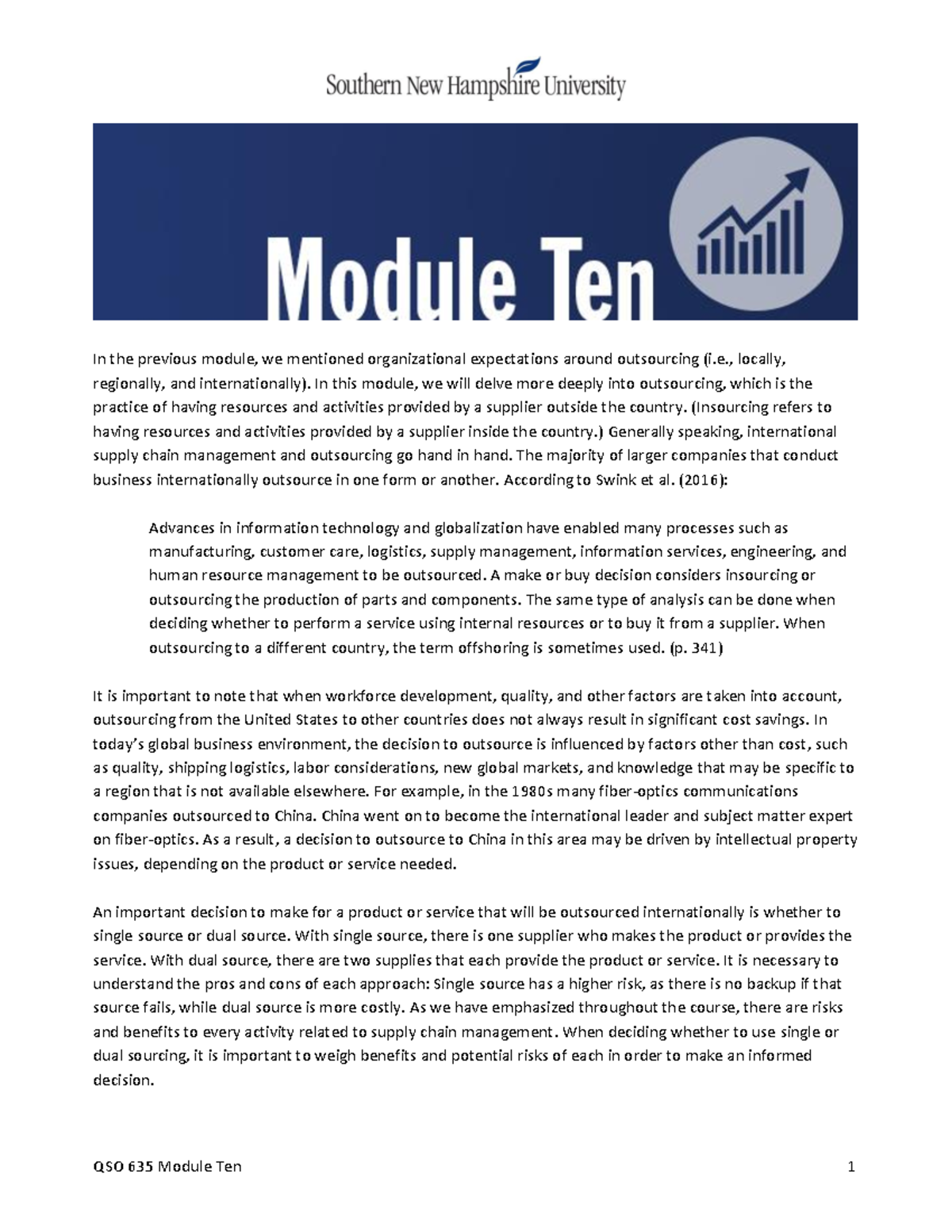 Qso635 M10 Overview Lecture Notes Module 10 In The Previous Module We Mentioned