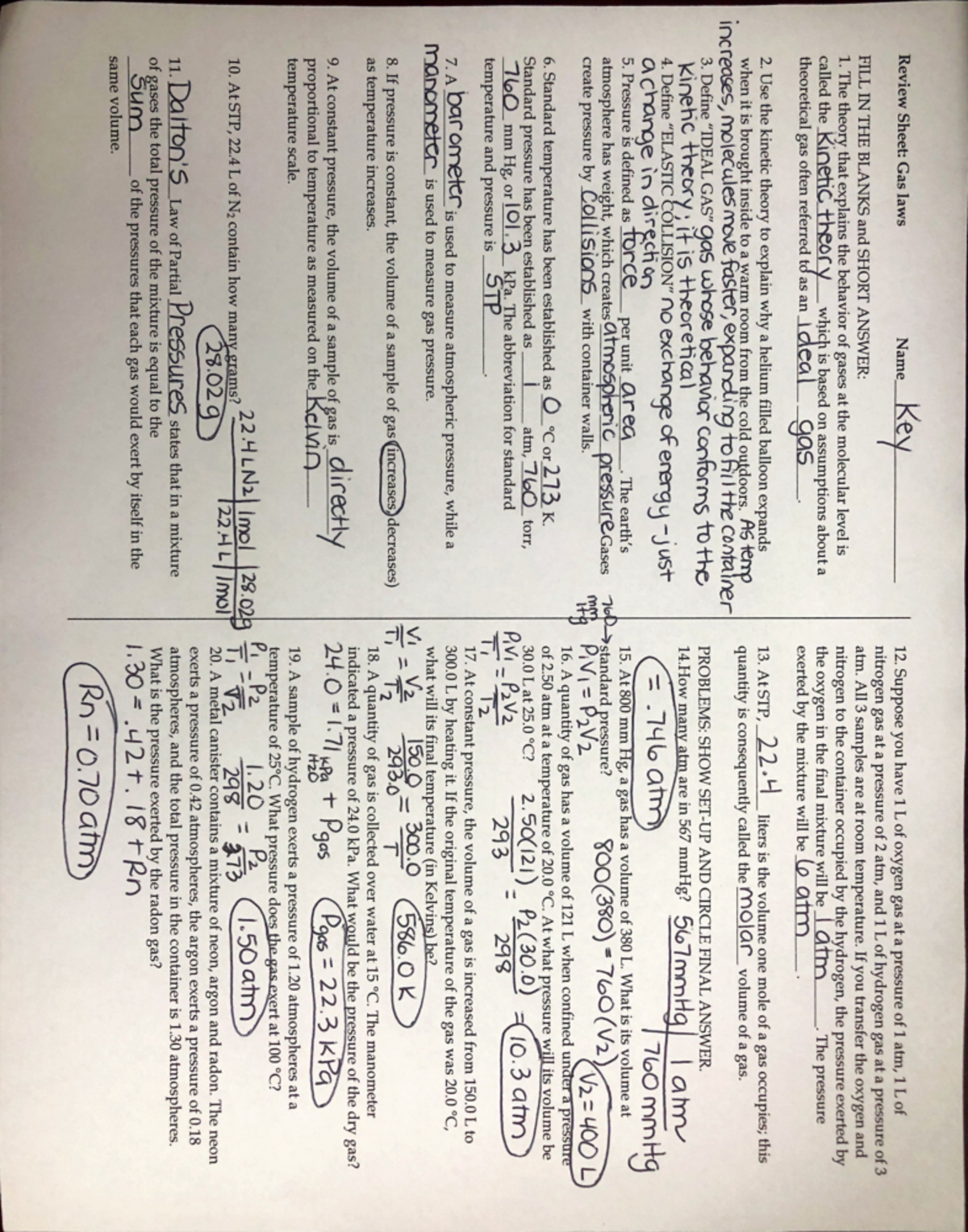 Gas Law Review Answers - Studocu