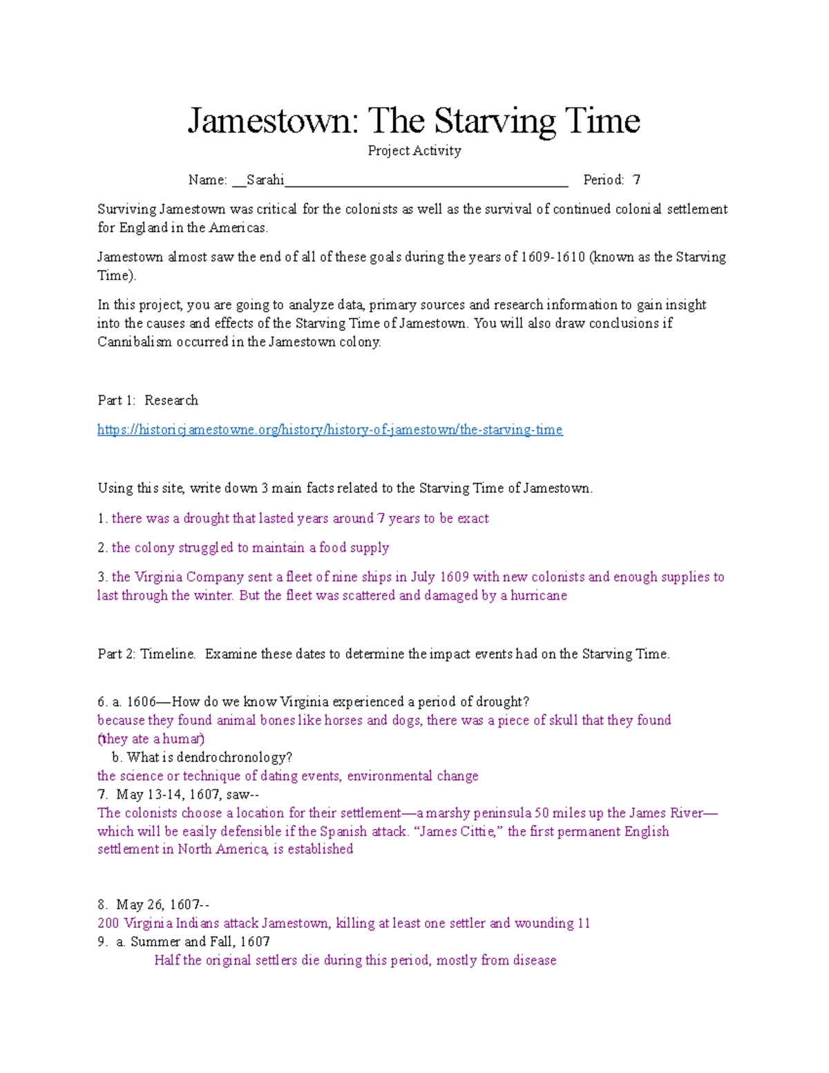 Jamestown Colony Settlement - Jamestown: The Starving Time Project ...