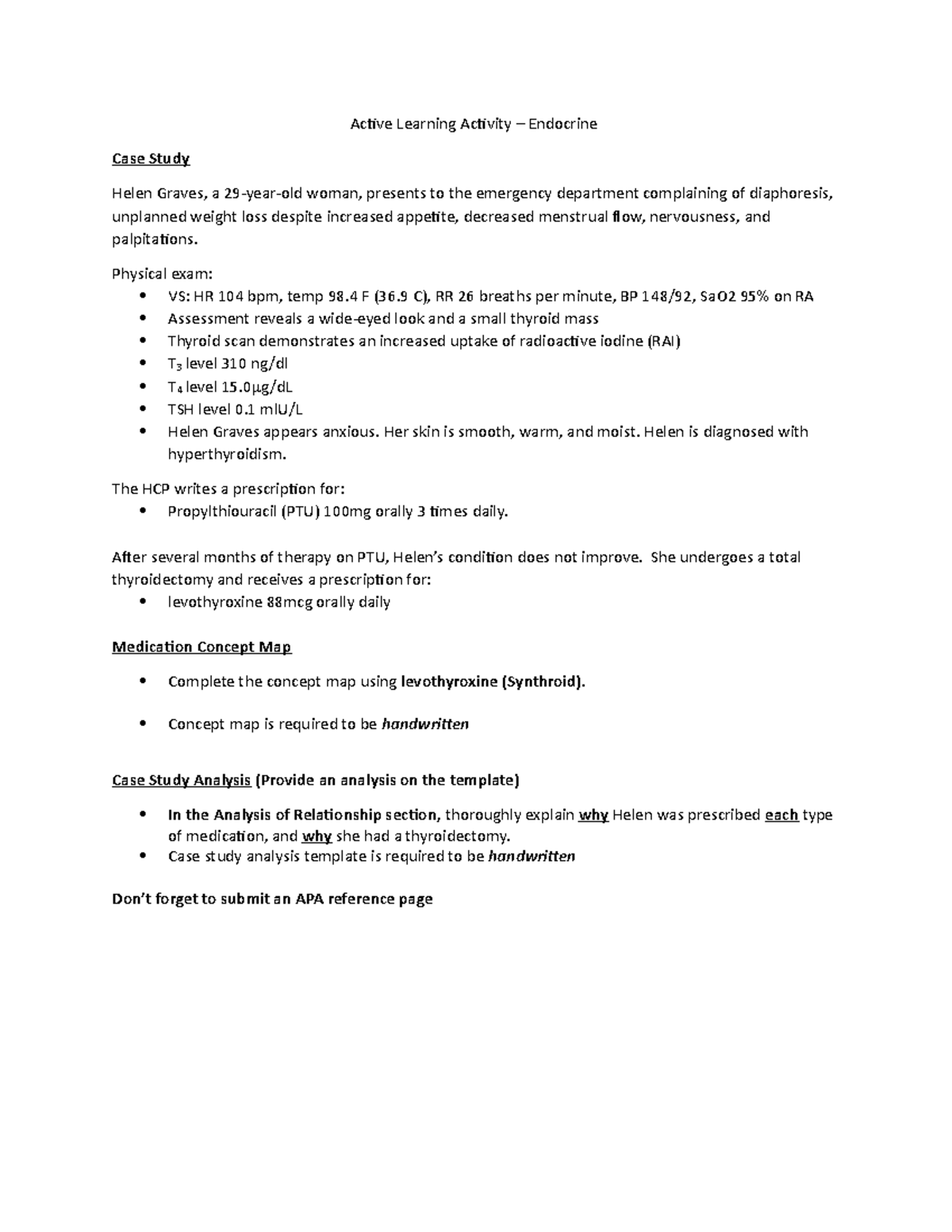 Active Learning Activity - Endocrine Sept2022 - Active Learning ...