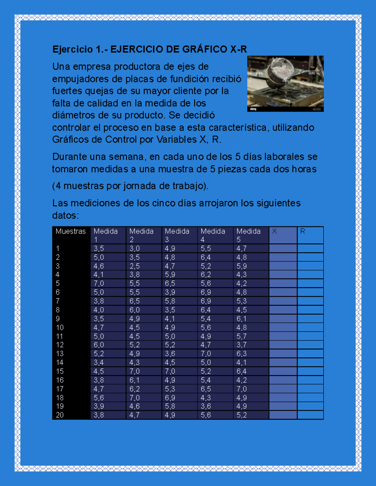 Grafico X-R Ejercicio - Ejercicicio practico de los diagramas deX-R ...