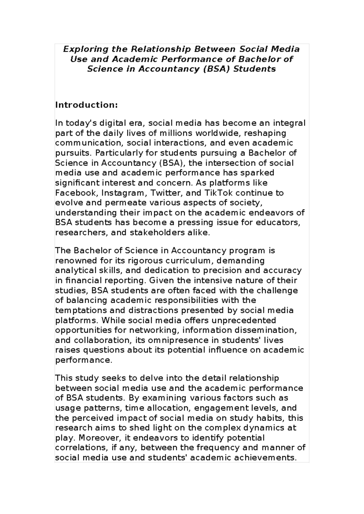 Research-II-A - Exploring the Relationship Between Social Media Use and ...