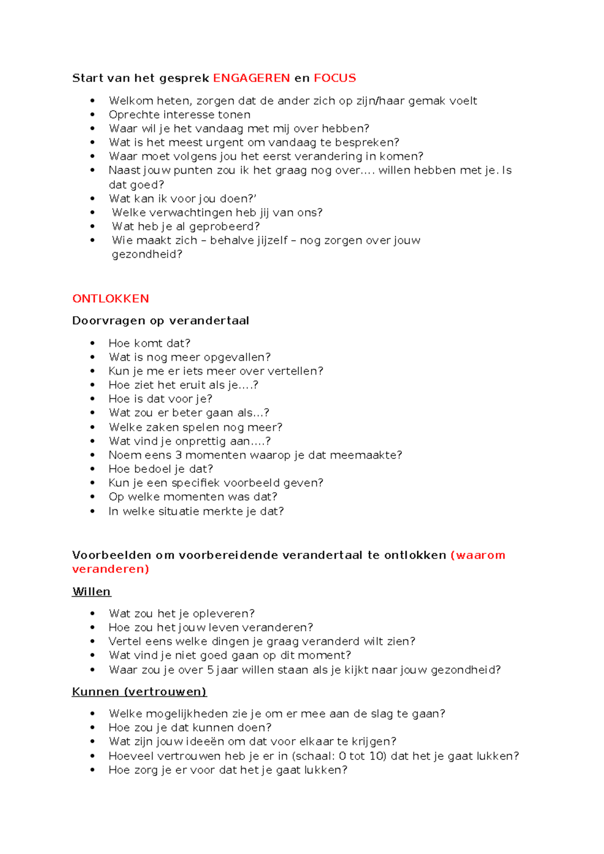 KT2 MGV voorbeeldvragen - Start van het gesprek ENGAGEREN en FOCUS ...