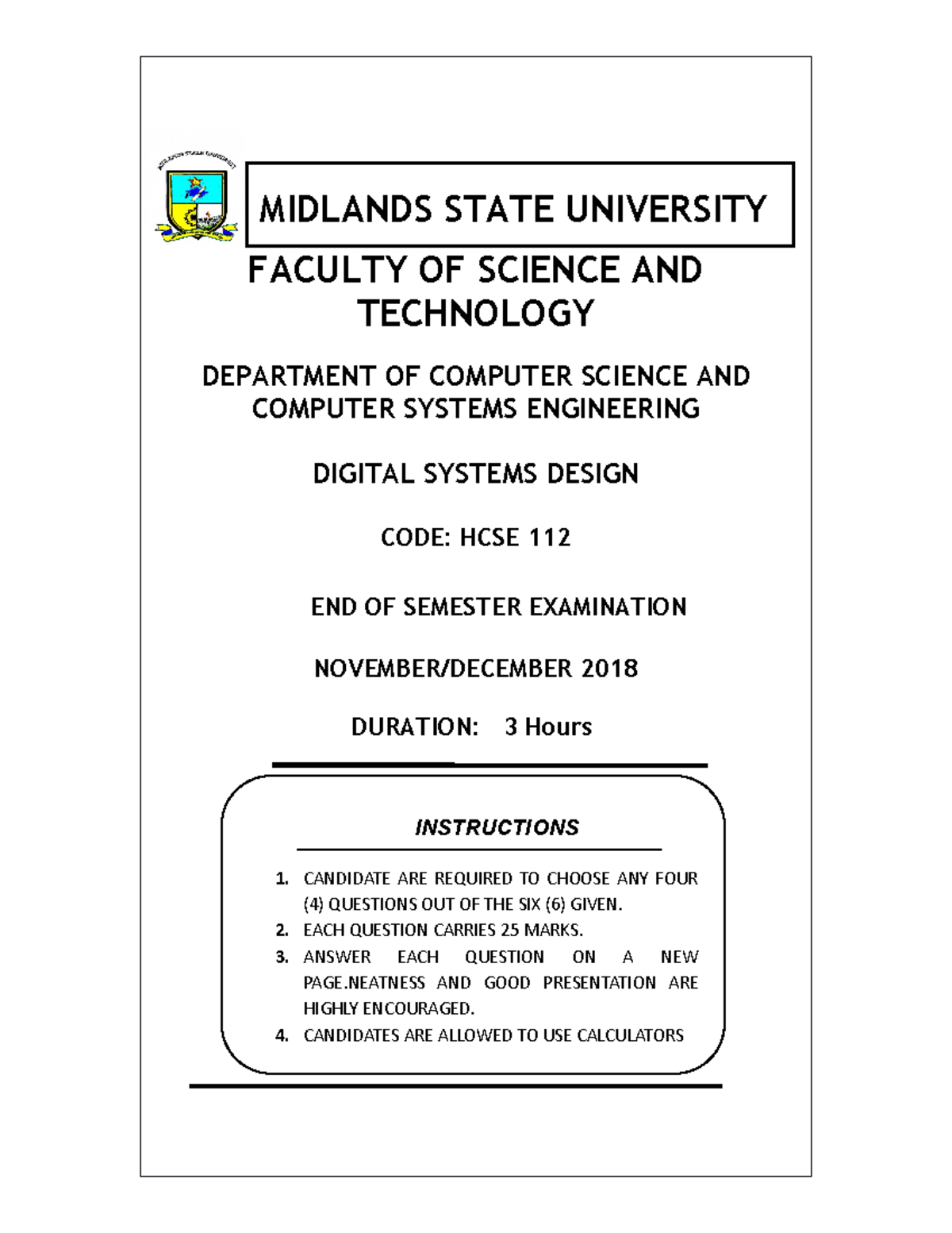 Digital Systems Design - FACULTY OF SCIENCE AND TECHNOLOGY DEPARTMENT ...