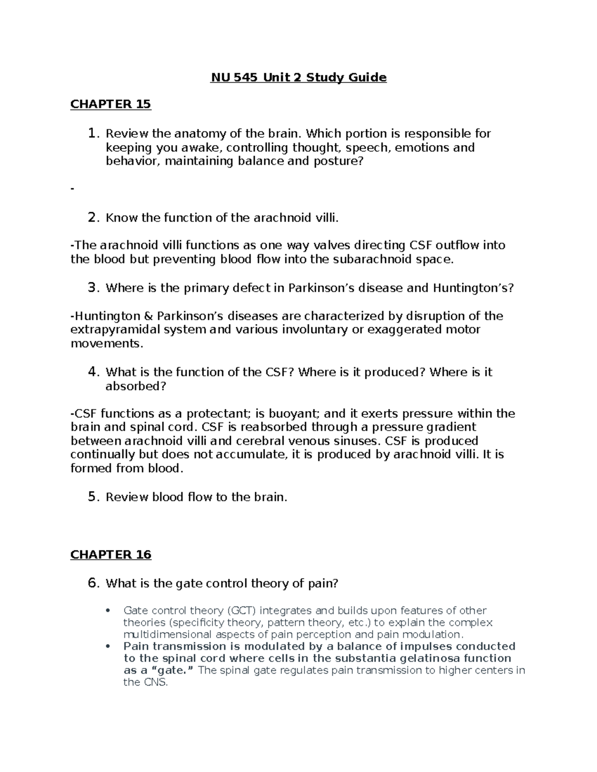 NU 545 Unit 2 Study Guide - NU 545 Unit 2 Study Guide CHAPTER 15 1 ...