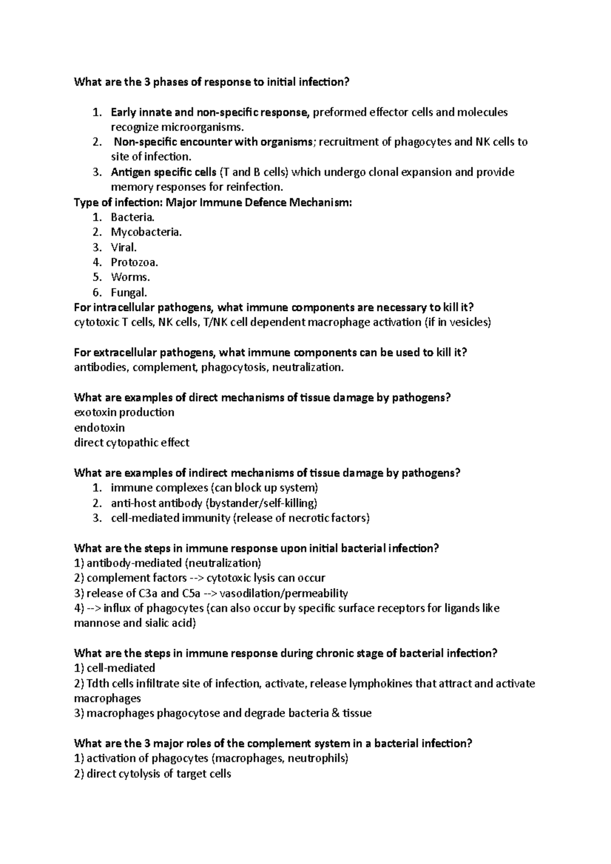 Notesss - Human Infection and Immunity 1 - What are the 3 phases of ...