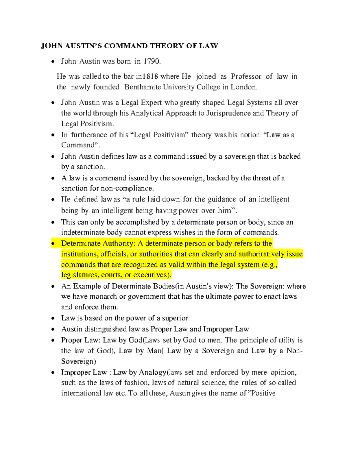 Austin'S Command Theory OF LAW - JOHN AUSTIN’S COMMAND THEORY OF LAW ...