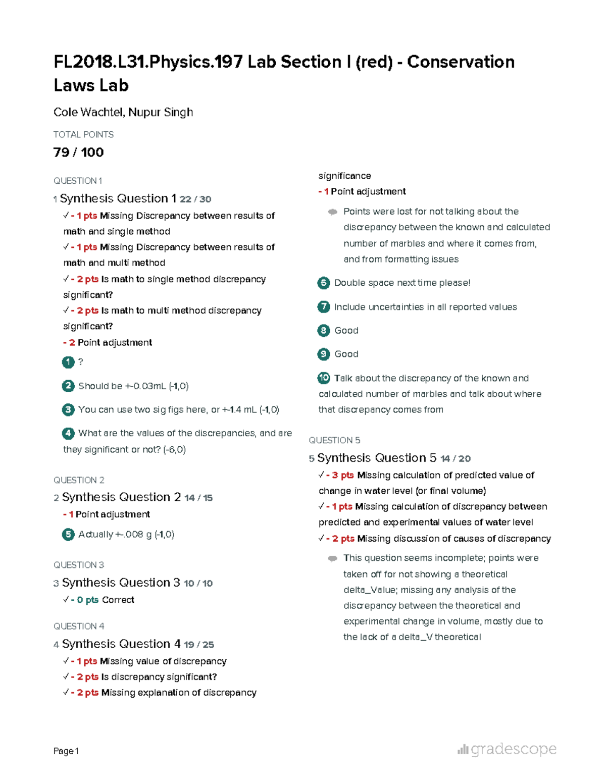 Conservation laws lab - One of the labs needed and graded - FL2018.L31 ...