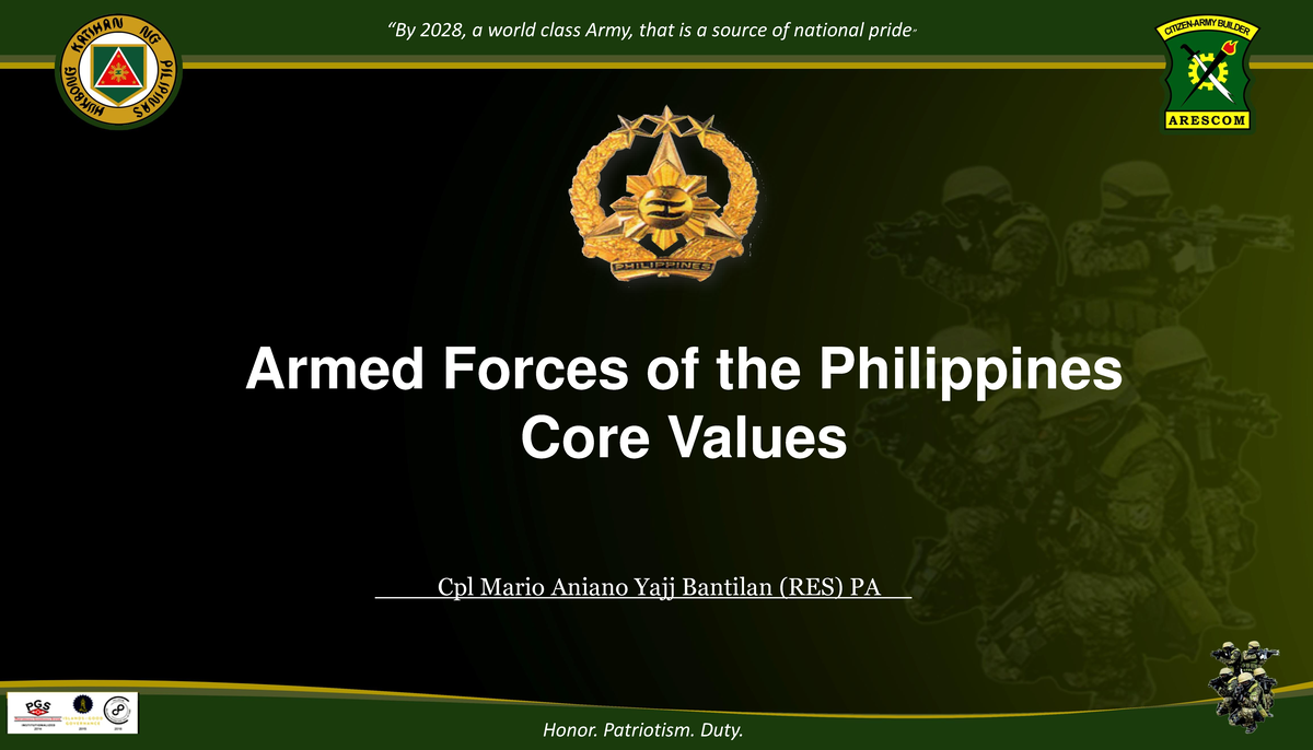 AFp Core values - “By 2028, a world class Army, that is a source of ...