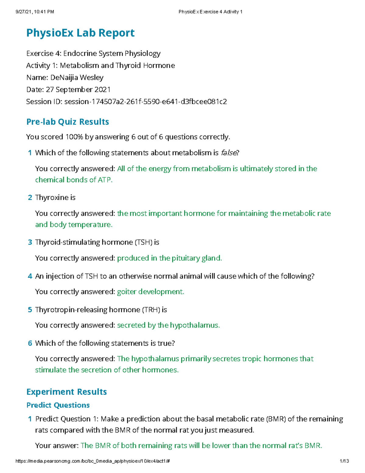Physio Ex Exercise 4 Activity 1 - PhysioEx Lab Report Exercise 4 ...