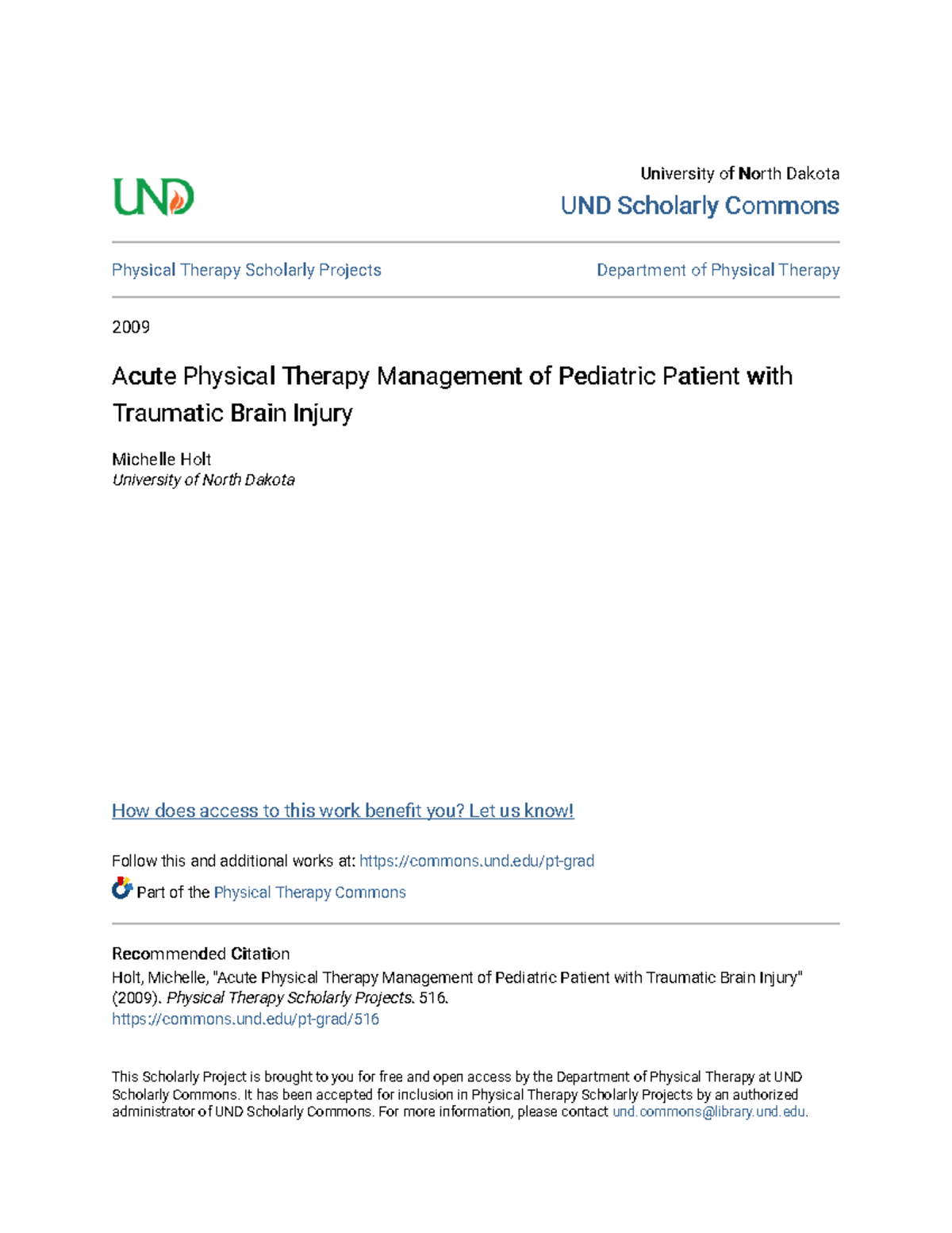 Acute Physical Therapy Management of Pediatric Patient with Traum ...