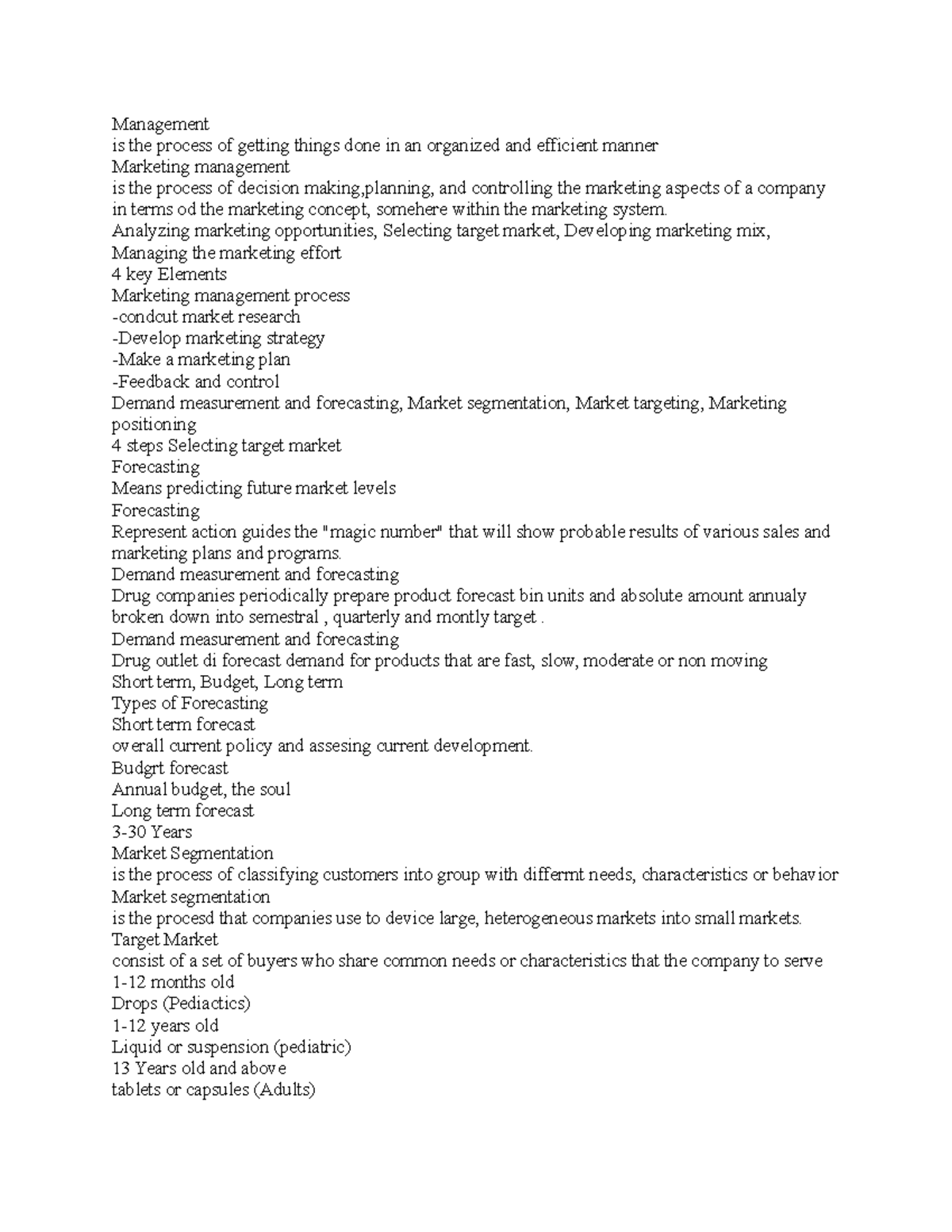 Mm 4 - notes - Management is the process of getting things done in an ...
