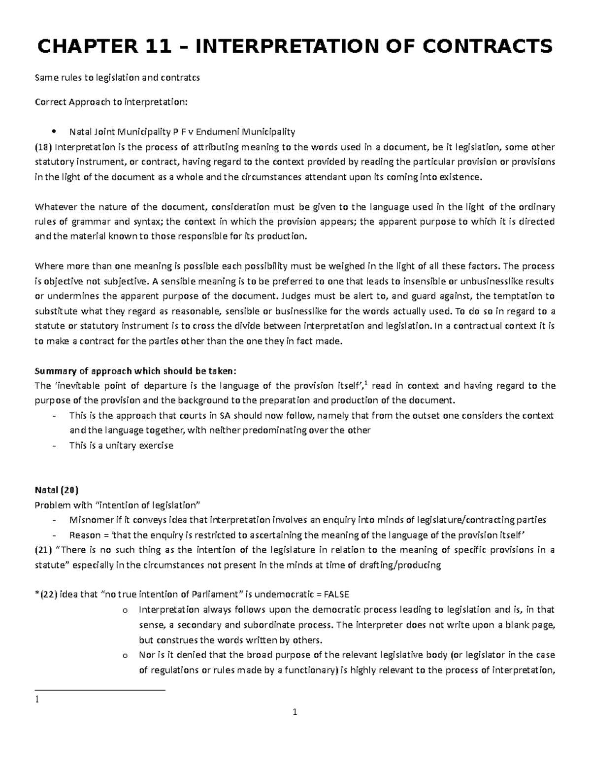 Chapter 11 - lecture notes - CHAPTER 11 – INTERPRETATION OF CONTRACTS ...